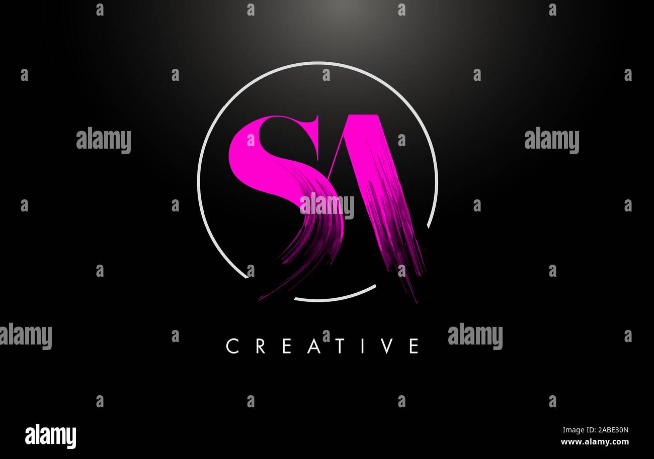 Pink SA Brush Stroke Letter Logo Design. Pink Paint Logo Leters Icon ...