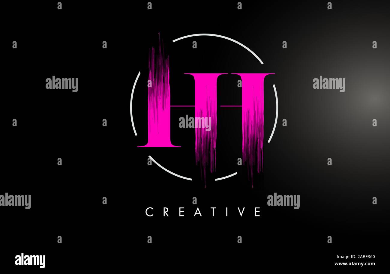 Pink HH Brush Stroke Letter Logo Design. Pink Paint Logo Leters Icon ...