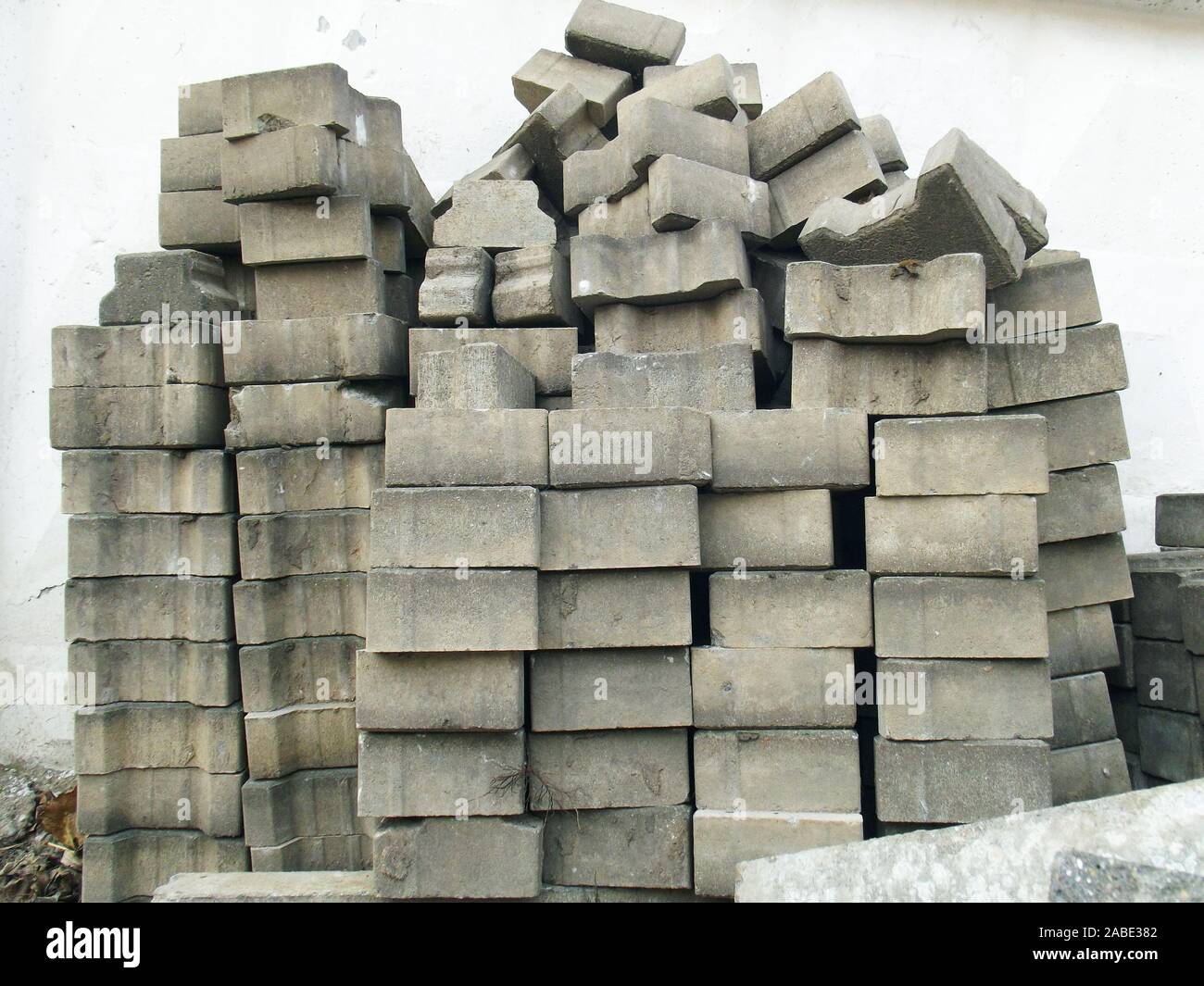 Gray paving slabs. Pile of gray bricks. Sidewalk blocks Stock Photo - Alamy