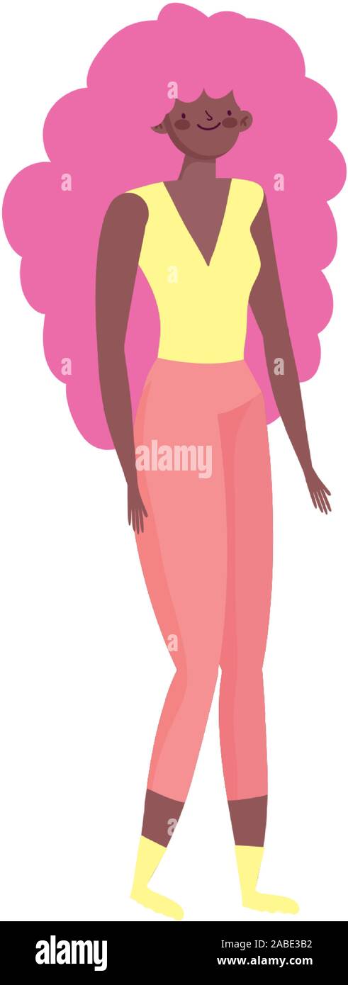 young woman cartoon character standing white background vector ...