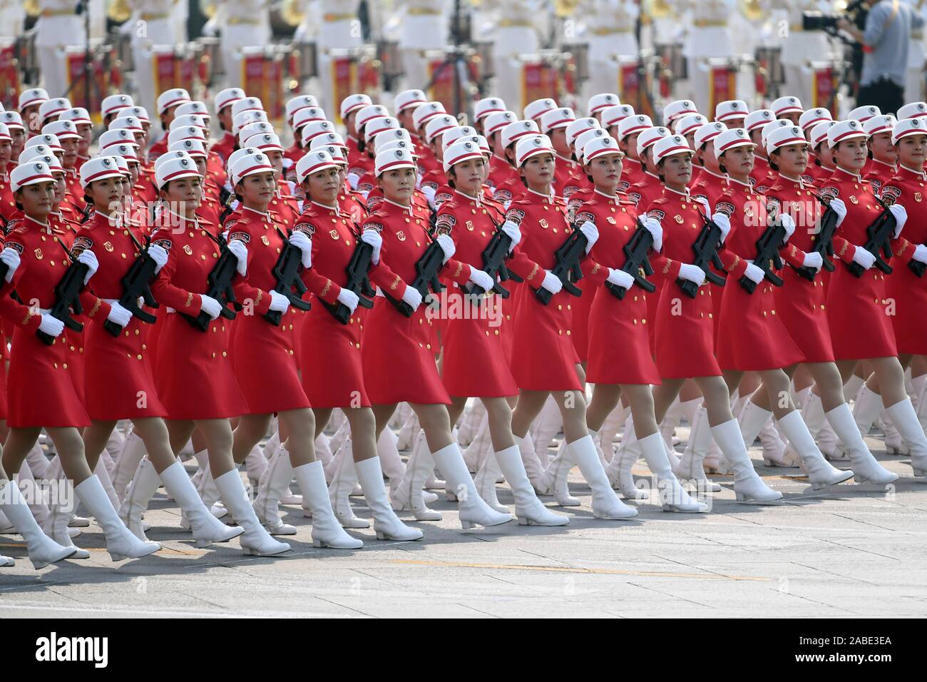 Soldiers, sailors and pilots of various troops line up and proceed ...