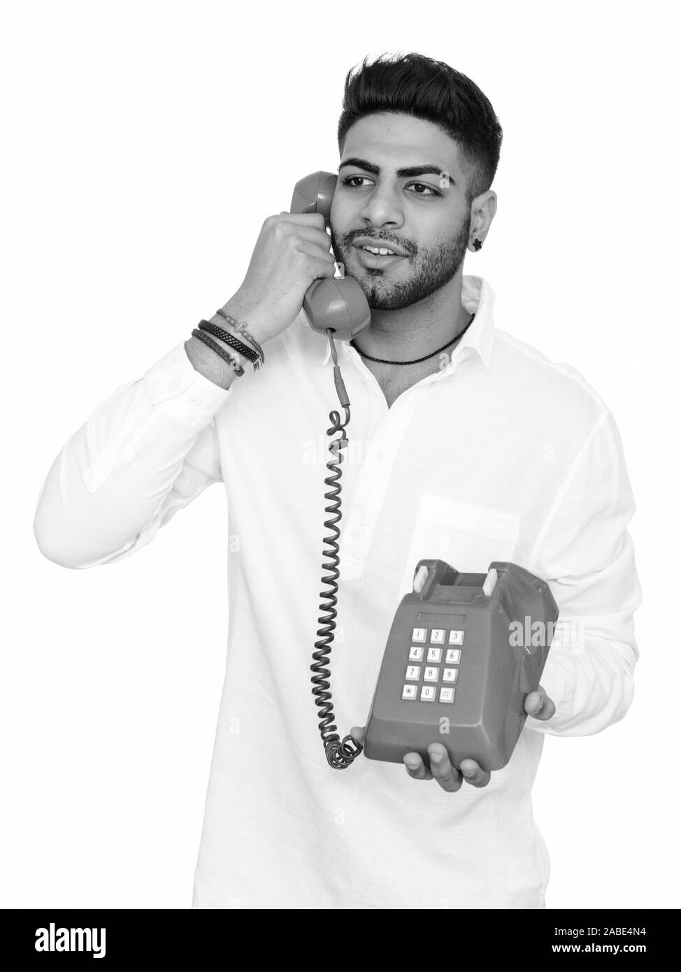 Indian man model talking Black and White Stock Photos & Images - Alamy