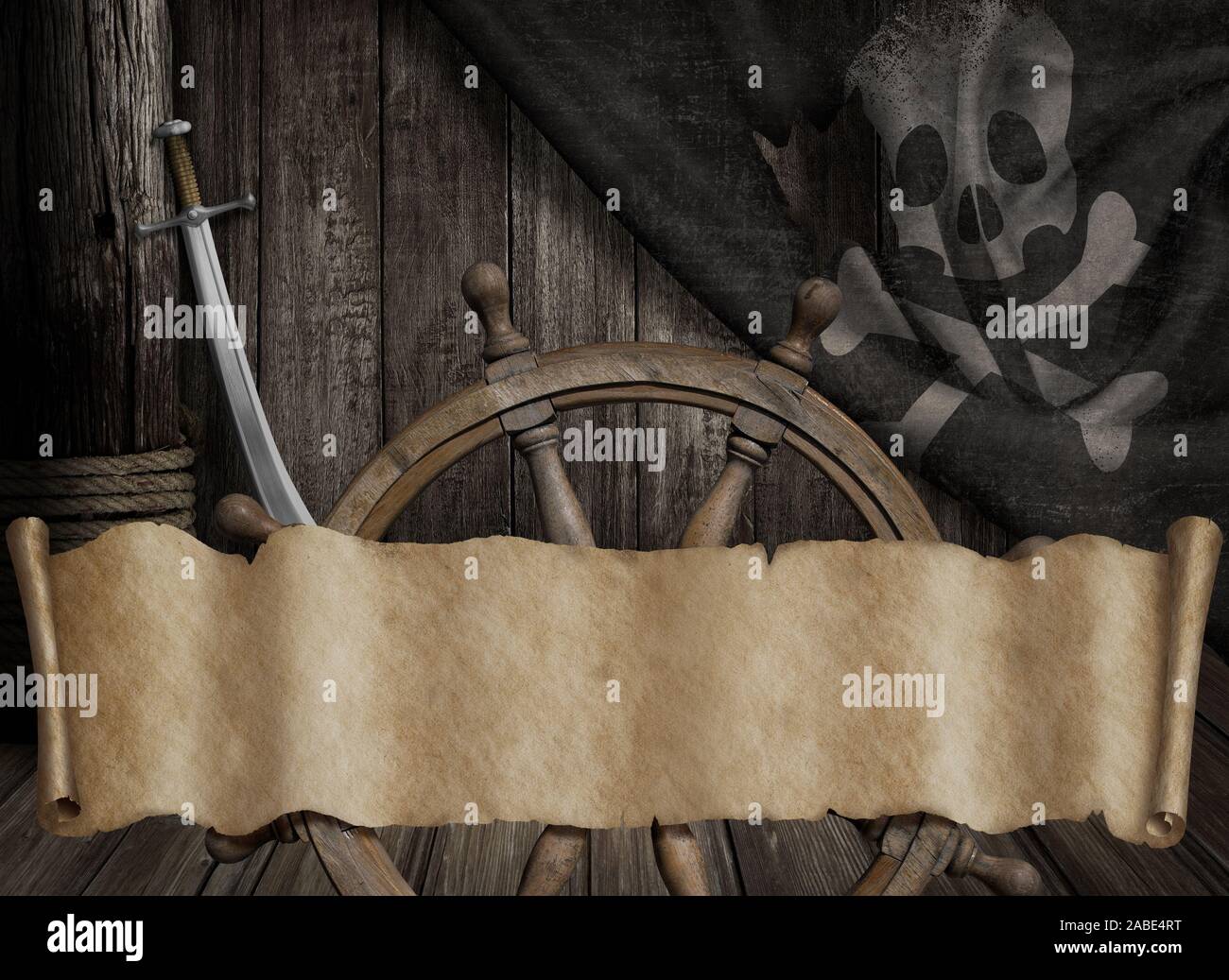 Jolly roger flag parchment hi-res stock photography and images - Alamy