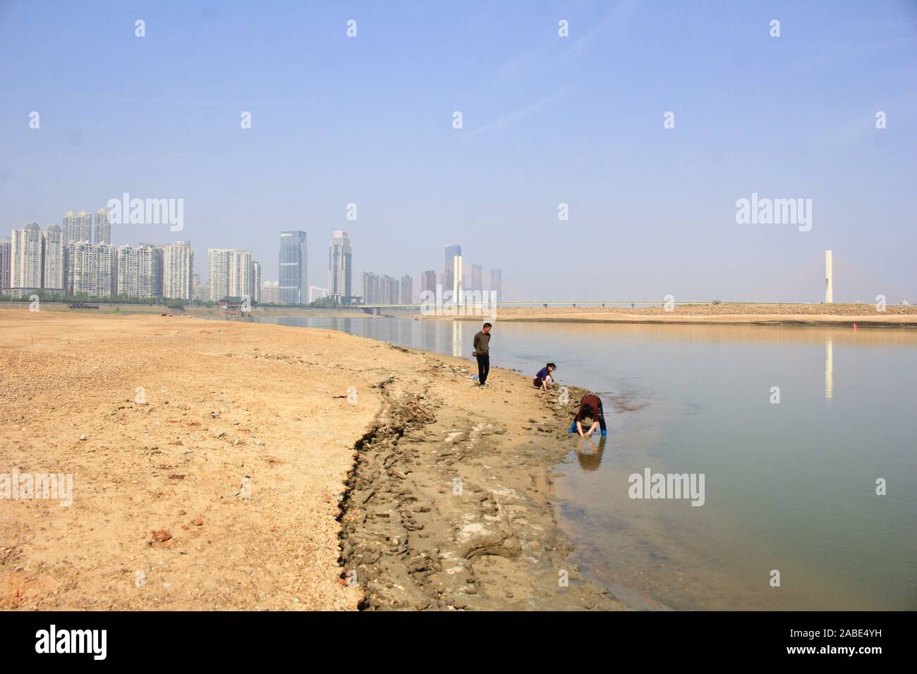 Picture of the low water level of Gan River, a connecting river to the ...
