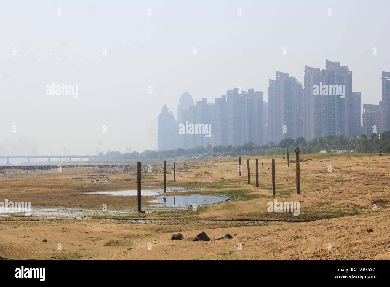 Picture of the low water level of Gan River, a connecting river to the ...
