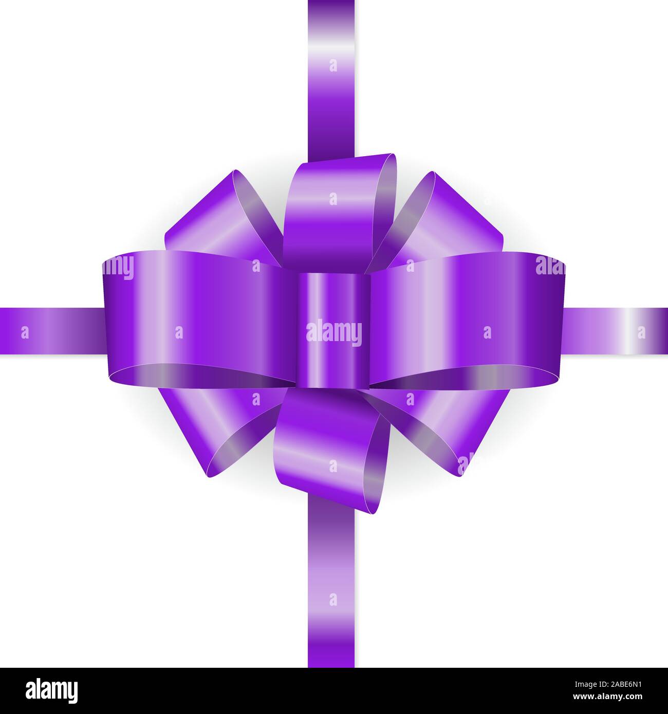 Vector realistic violet ribbon bow isolated on white background. Ready ...