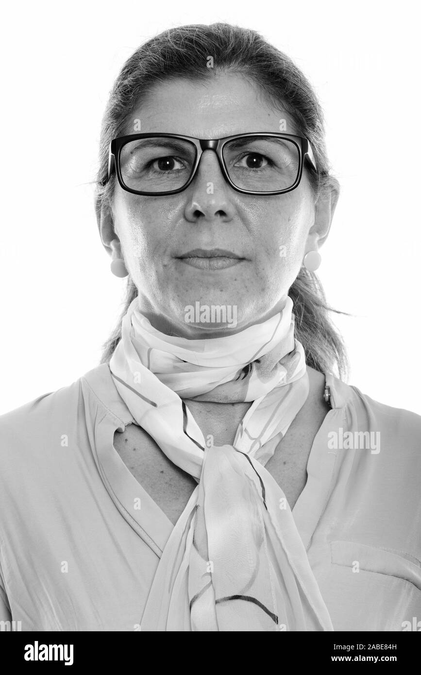 Face of mature beautiful businesswoman wearing eyeglasses Stock Photo ...