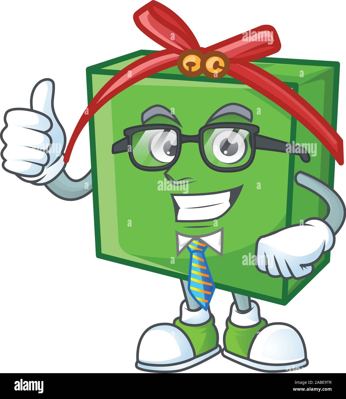 Cool Businessman green gift box mascot cartoon character Stock Vector ...