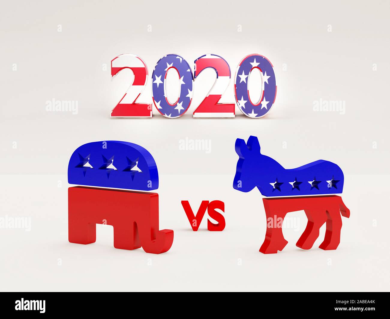 Republican and Democratic Party symbols with 2020 year - concept for ...