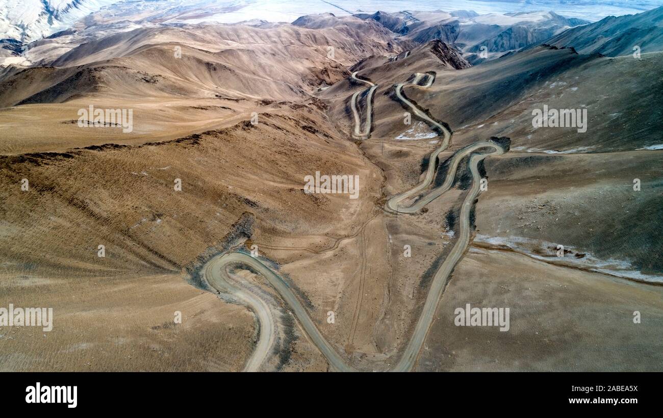 Aerial view of the road, commonly known as Panlong Road, in the ...
