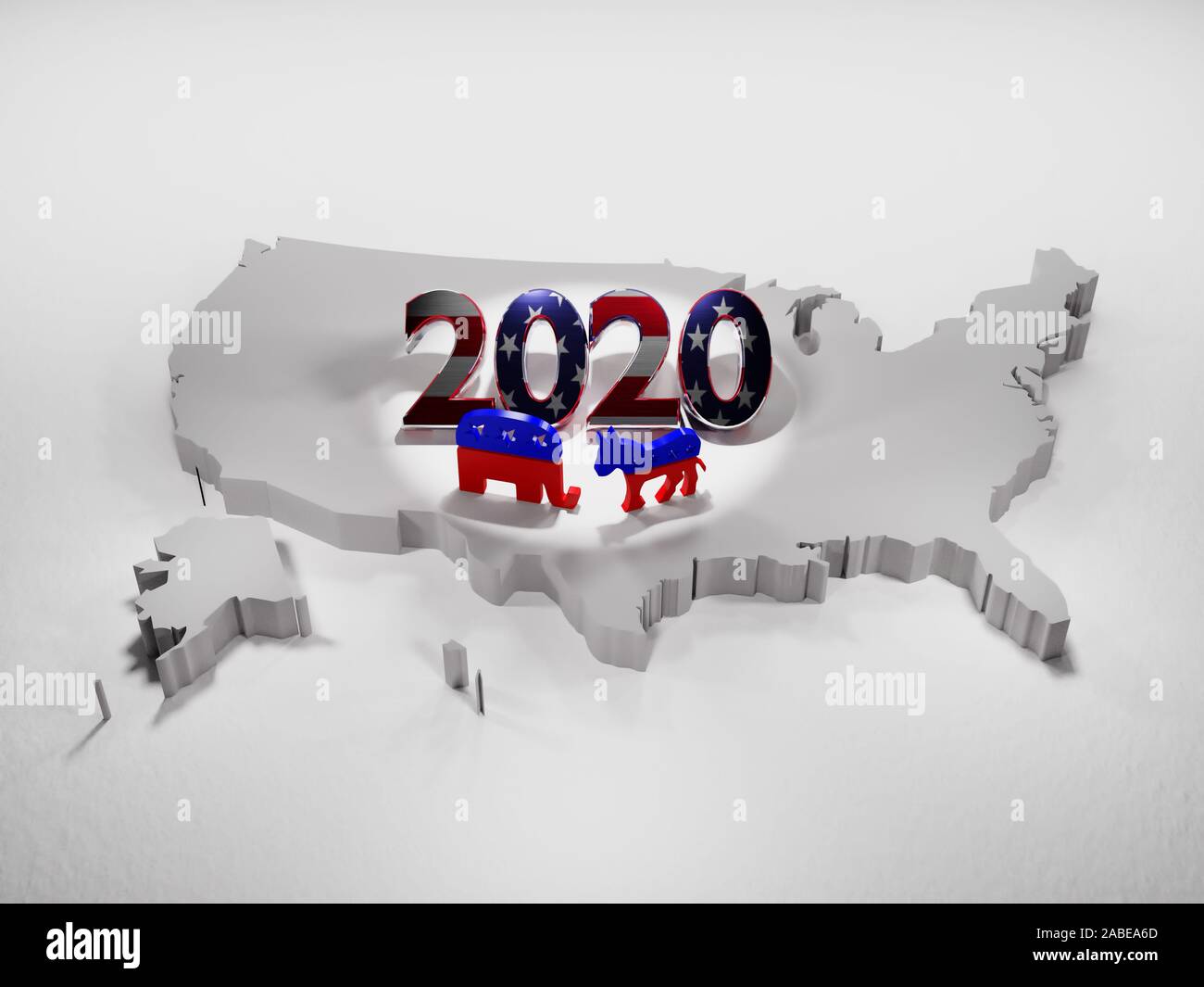 Map of United States of America with Republican and Democratic Party ...