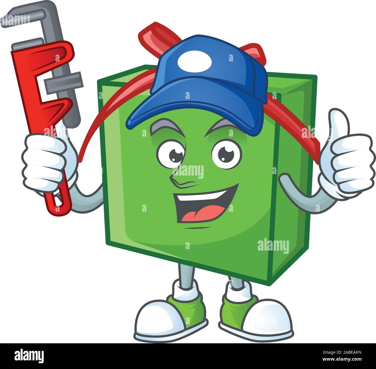 Plumber green gift box on cartoon character mascot design Stock Vector ...