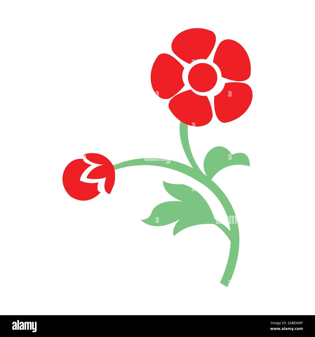 A beautiful drawing of two red flowers on white Stock Vector Image ...