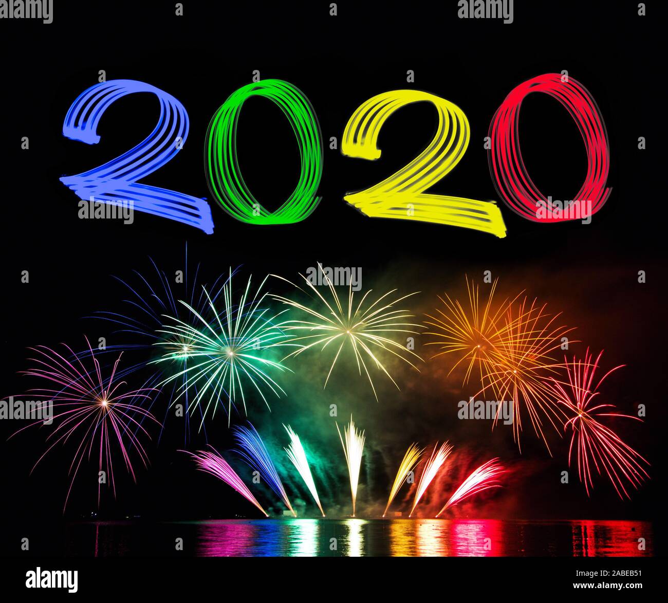 New Year's Eve 2020 with Fireworks Stock Photo - Alamy