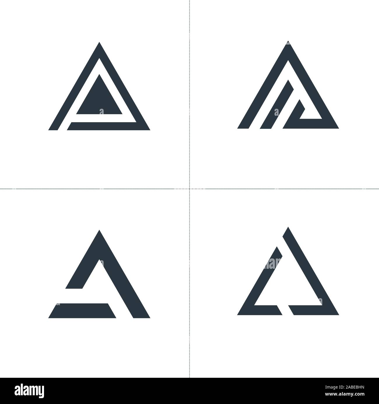 Triangle tech business logo set. collection design template. letter A ...