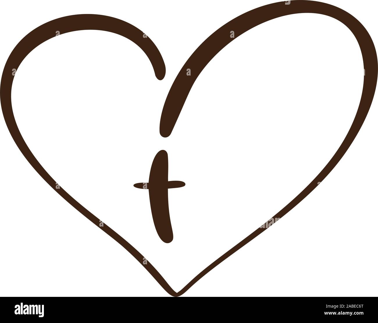 Vector Christian logo Heart with Cross on a White Background. Hand ...