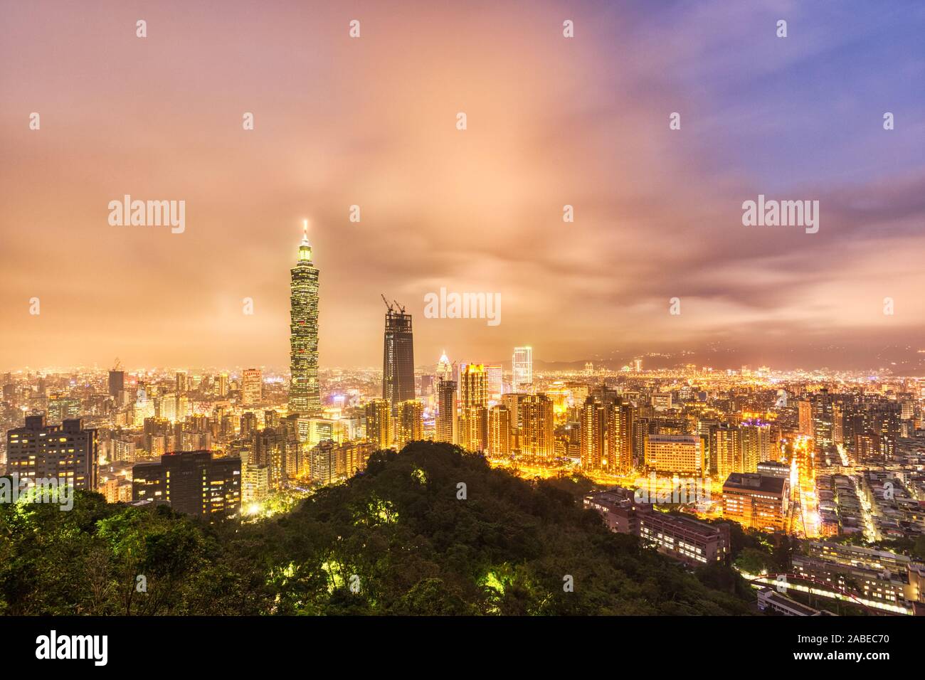 Aerial View of Illuminated Taipei at Night, Taiwan Stock Photo - Alamy