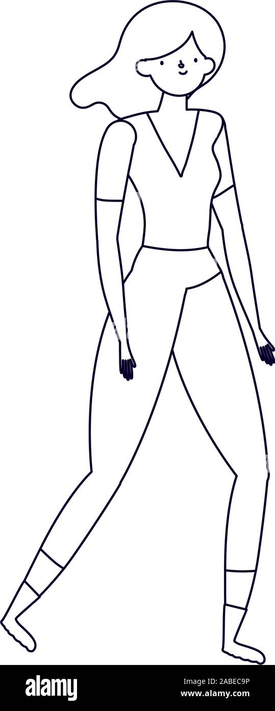 young woman cartoon character standing white background vector ...