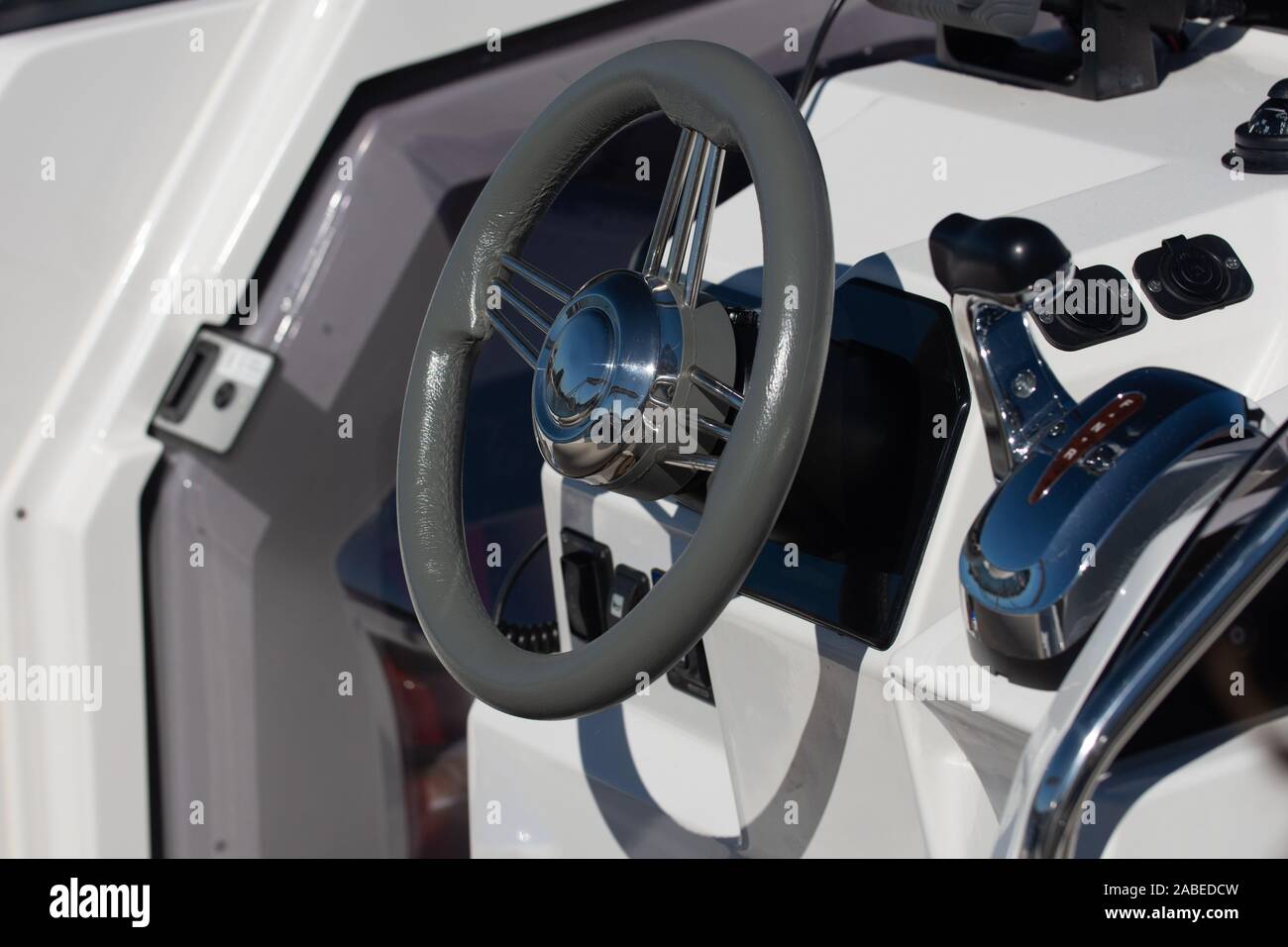 Marine luxury yacht, boat cockpit, driving consolle Stock Photo - Alamy