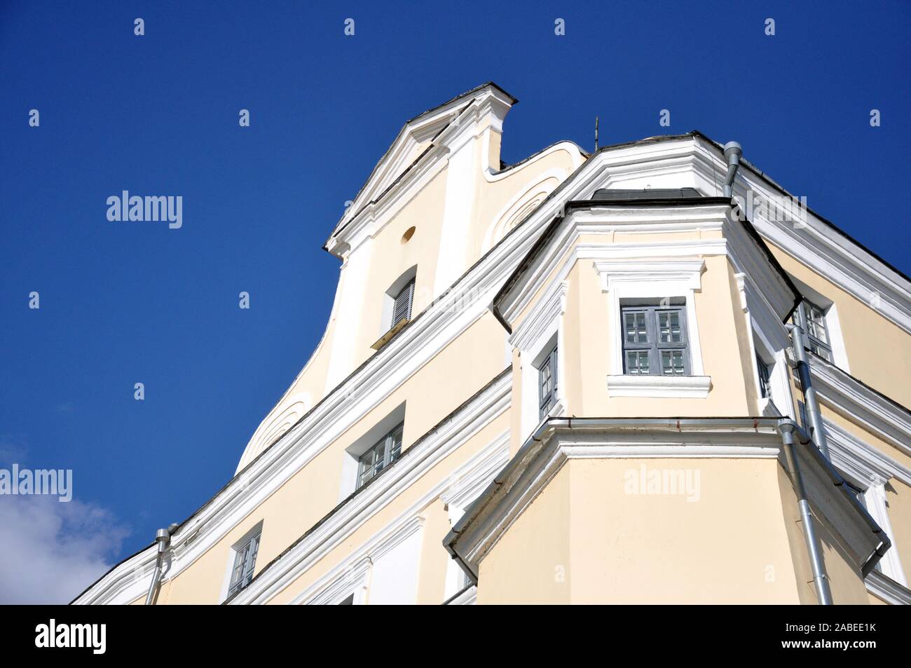 Belarusian medieval architecture, baroque style. Pediment, buttress ...