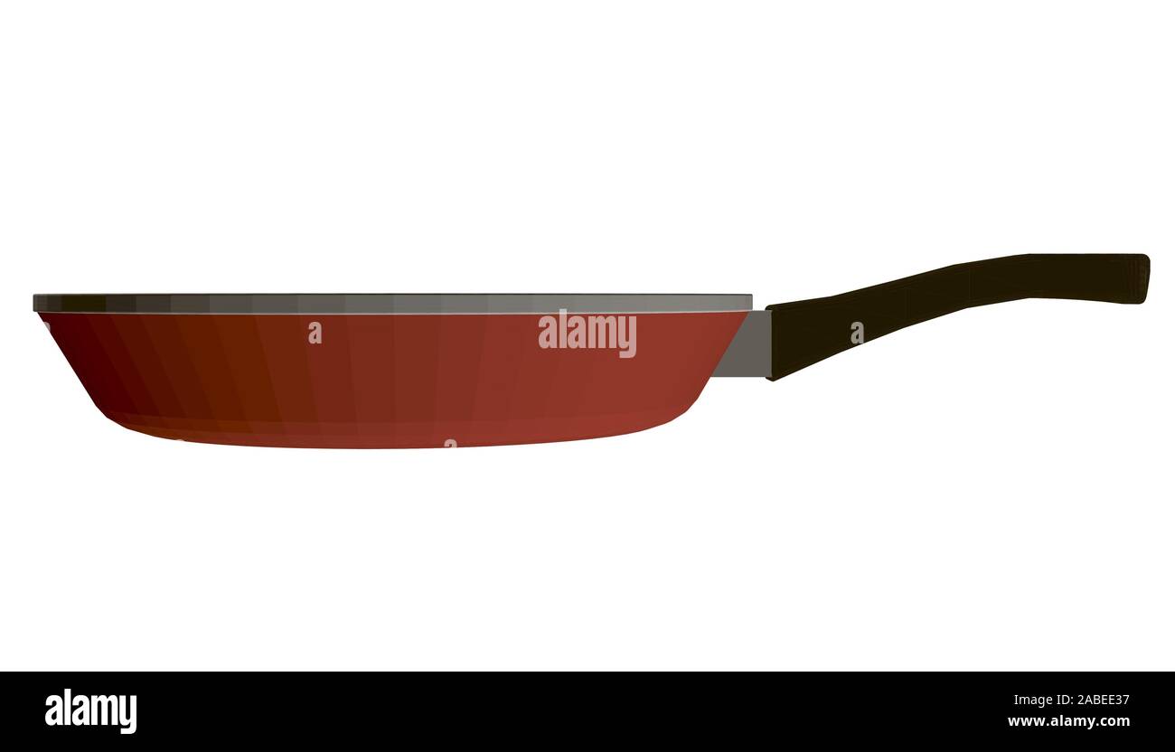 Polygonal red skillet. Side view. 3D Vector illustration Stock Vector ...