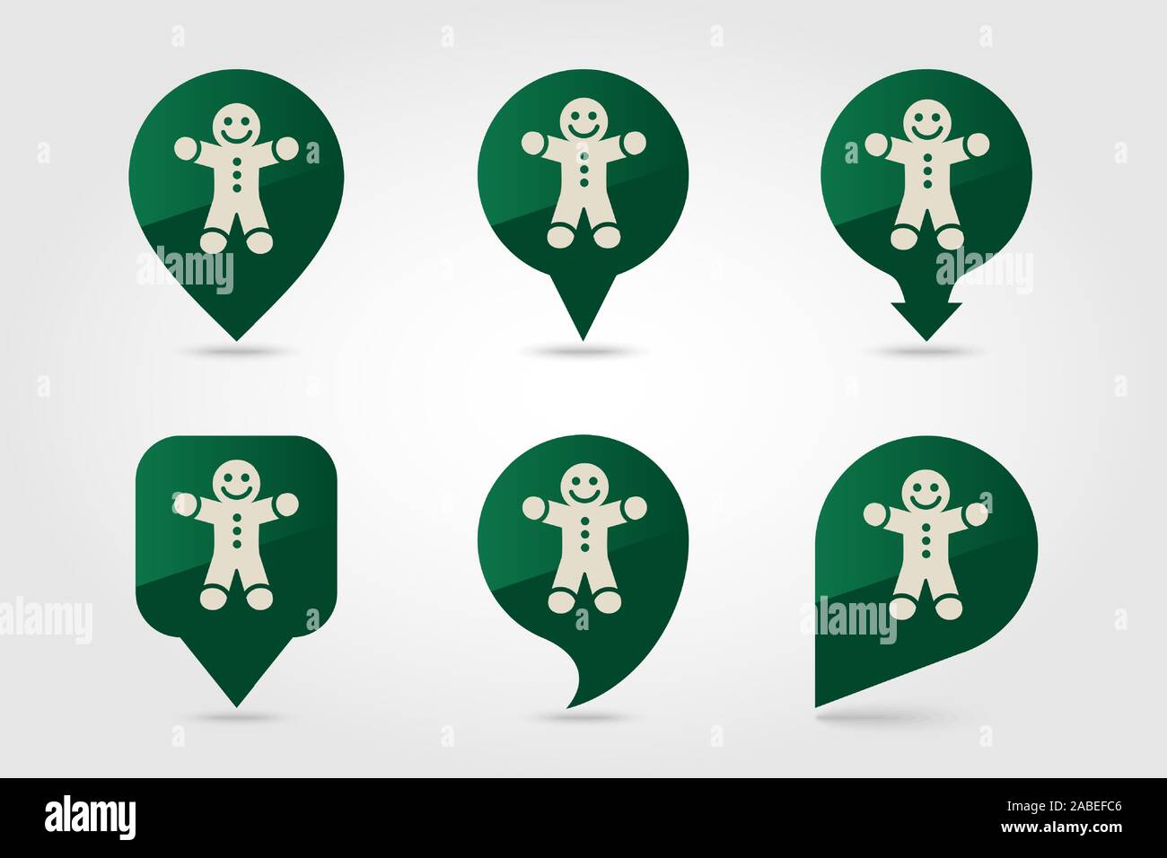 Gingerbread man. Christmas flat pin map icon. Map pointer. Map markers ...