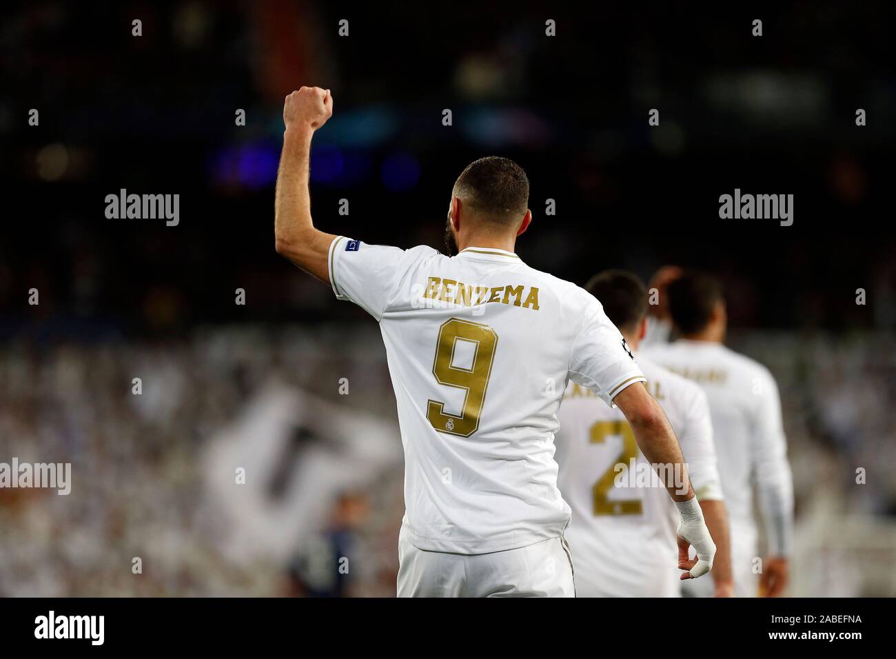 Real Madrid CF's Karim Benzema celebrates a goal during the UEFA ...