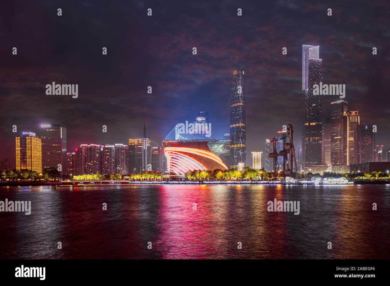 Stunning view of the central business area of Guangzhou on the ...