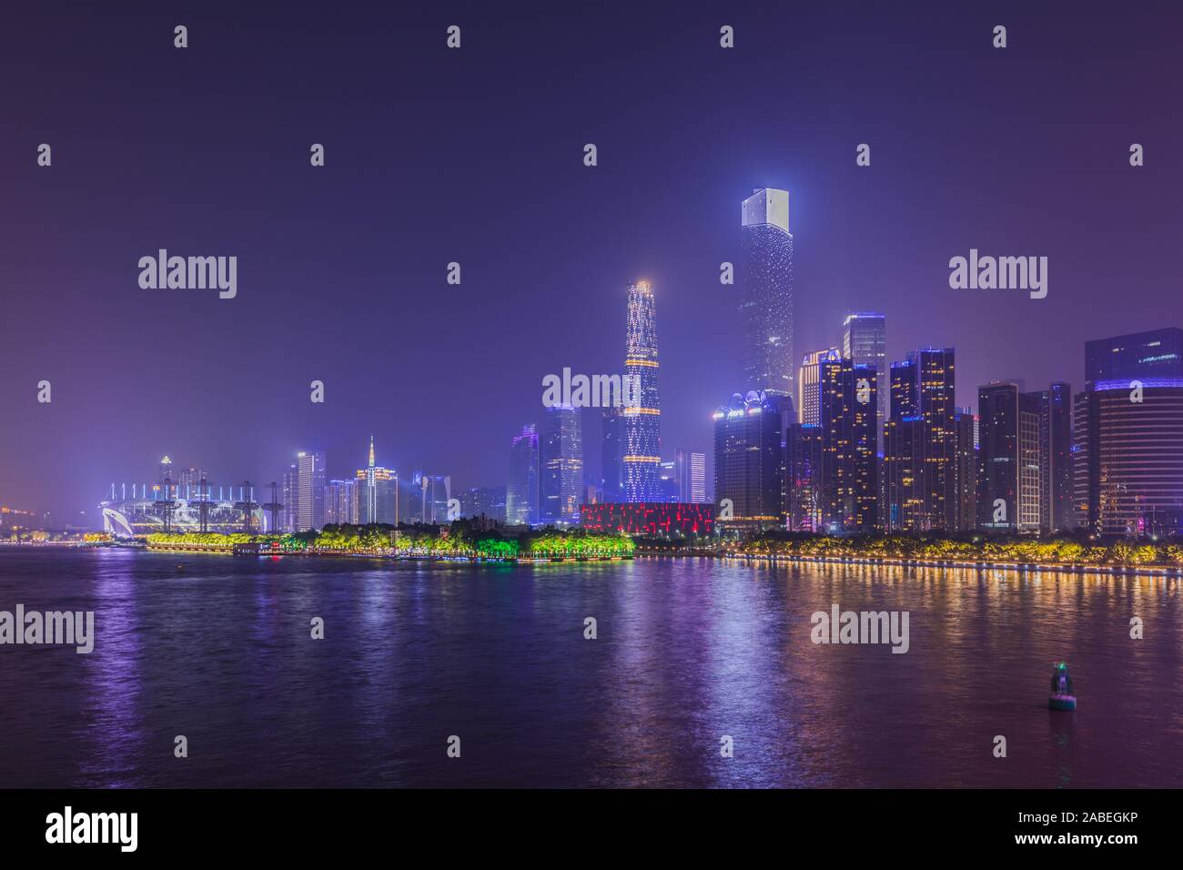 Stunning view of the central business area of Guangzhou on the ...