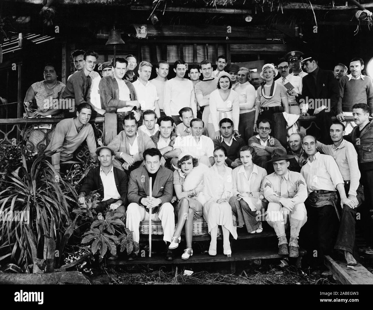 RAIN, cast and crew on set, front from second left: director Lewis ...