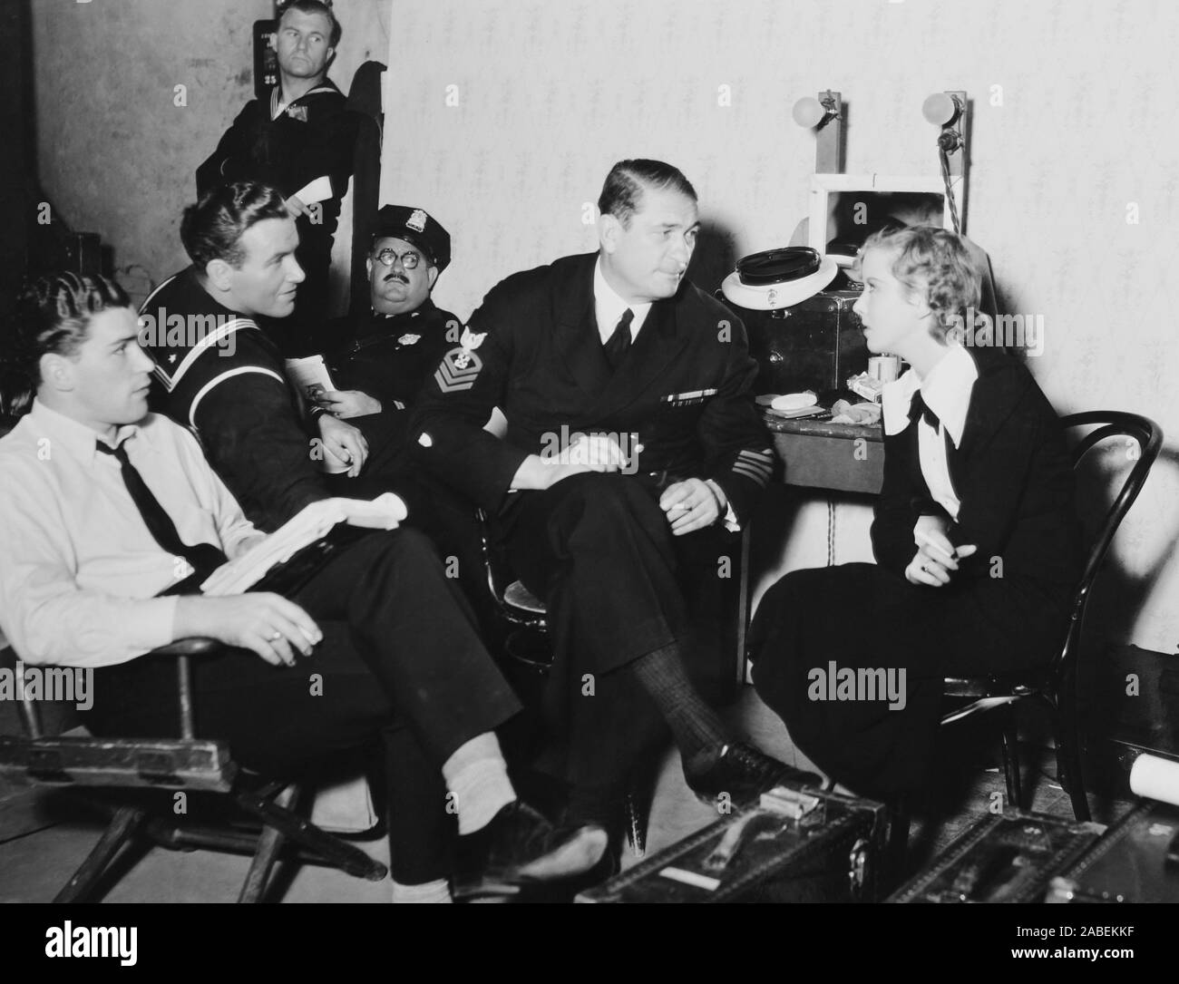 SEA DEVILS, from second left: Preston Foster, Billy Gilbert (mustache ...
