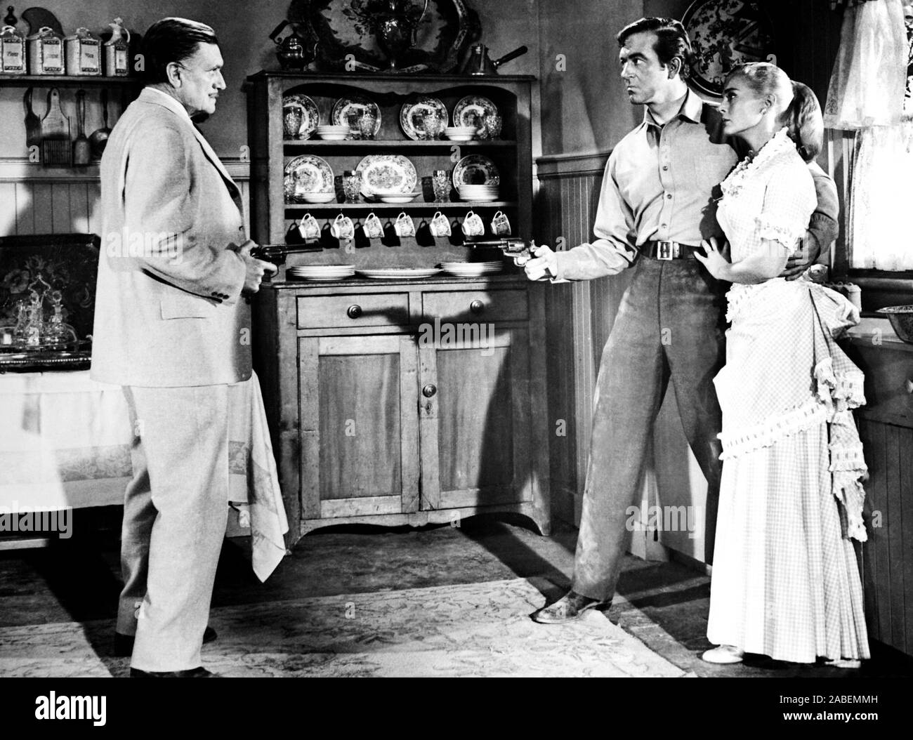 SILVER LODE, from left, Morris Ankrum, John Payne, Lizabeth Scott, 1954 ...