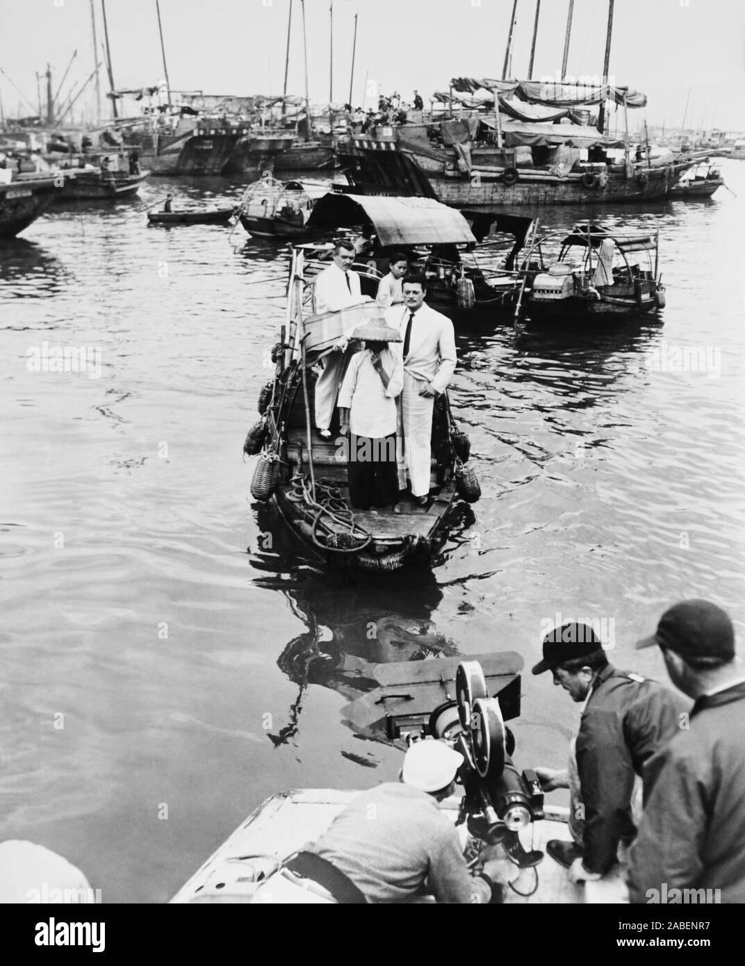 SOLDIER OF FORTUNE, Clark Gable (on boat rear), Alex D'Arcy (on boat ...