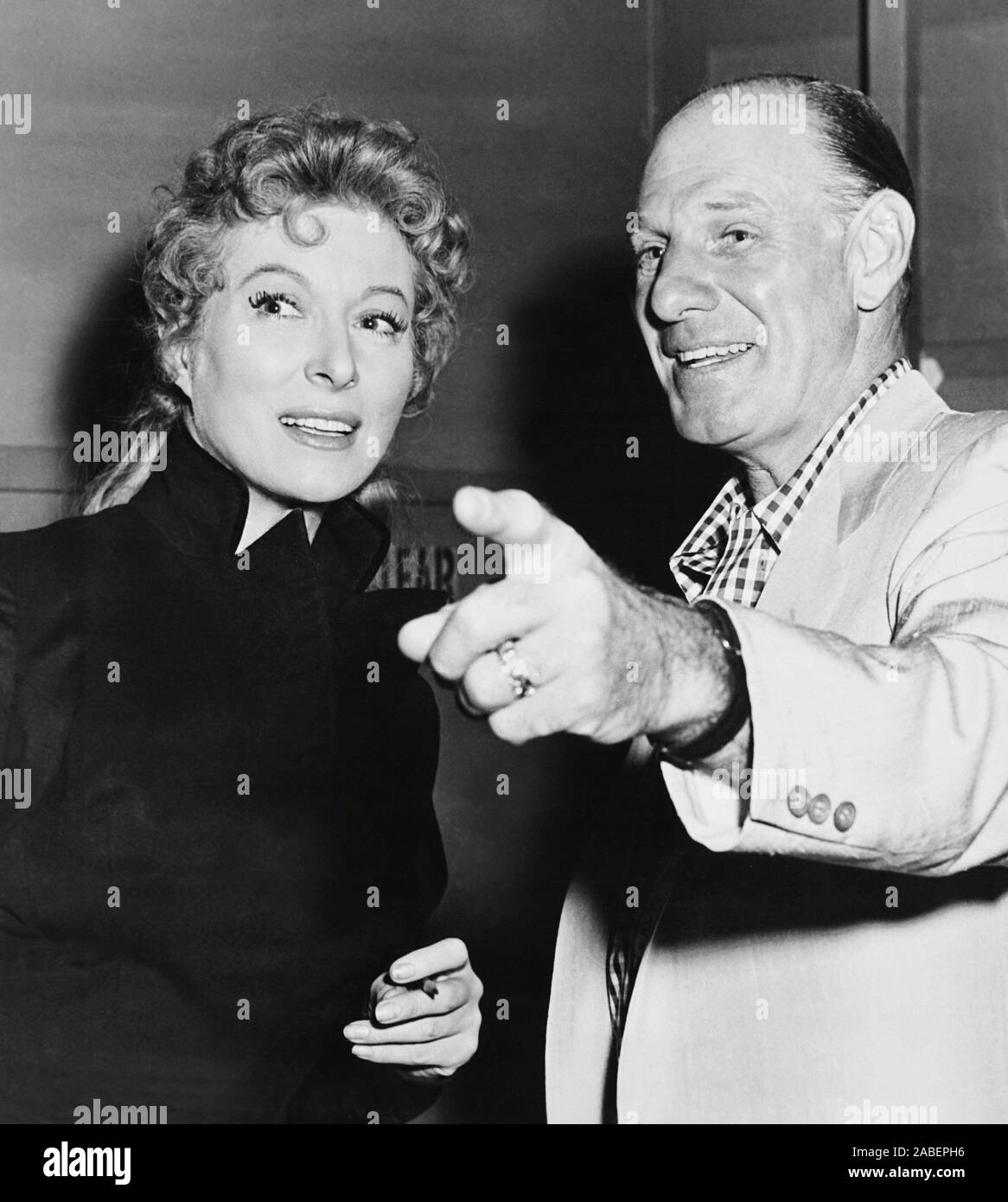 STRANGE LADY IN TOWn, from left: Greer Garson visited by Leo Durocher ...