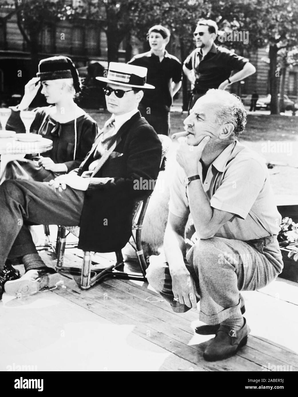 THE SUN ALSO RISES, producer Darryl F. Zanuck (right) on location, 1957 ...