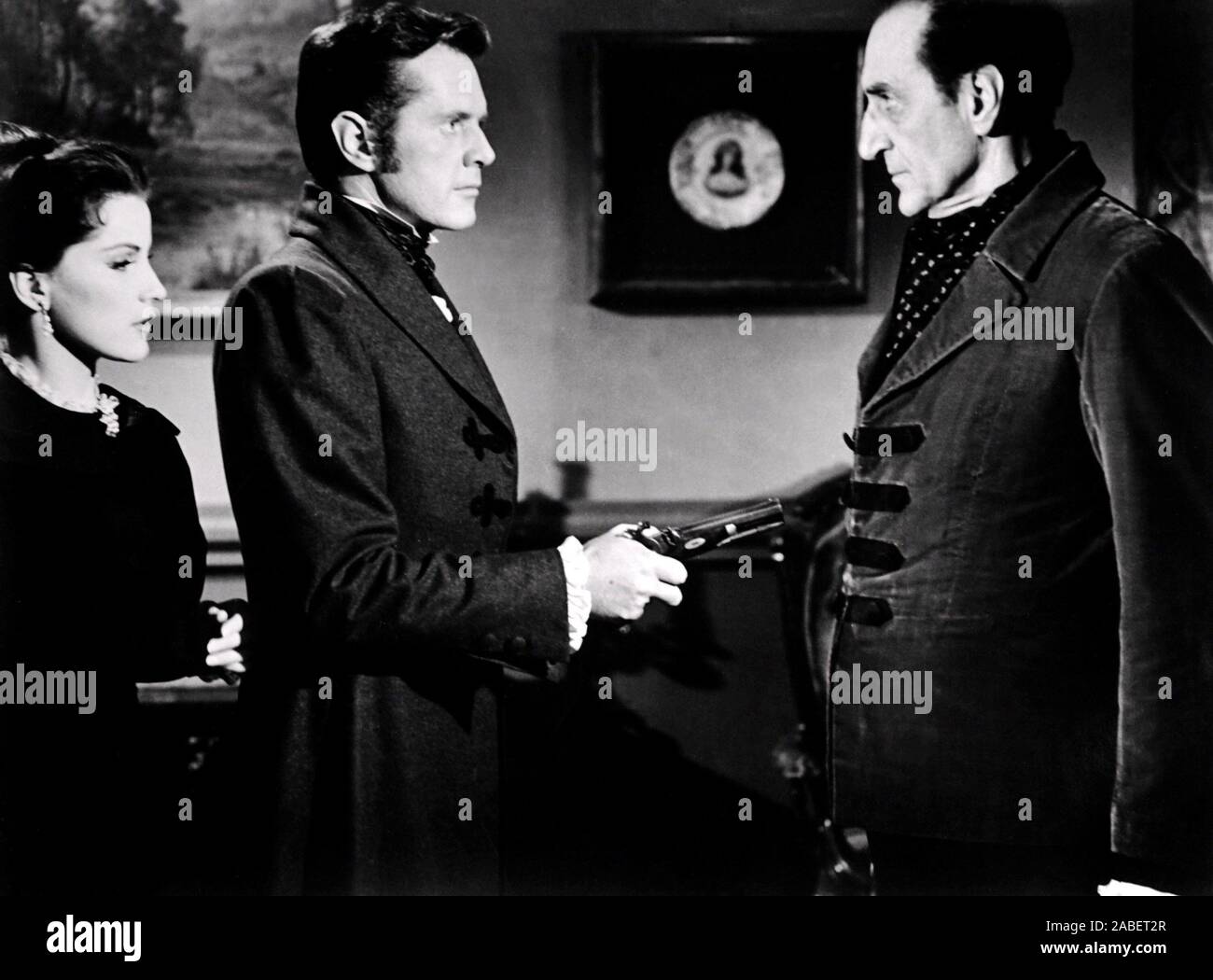 TALES OF TERROR, from left, Debra Paget, David Frankham, Basil Rathbone ...