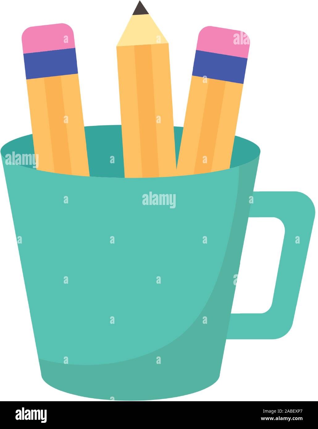 green cup with pencils supplies icon vector illustration Stock Vector ...