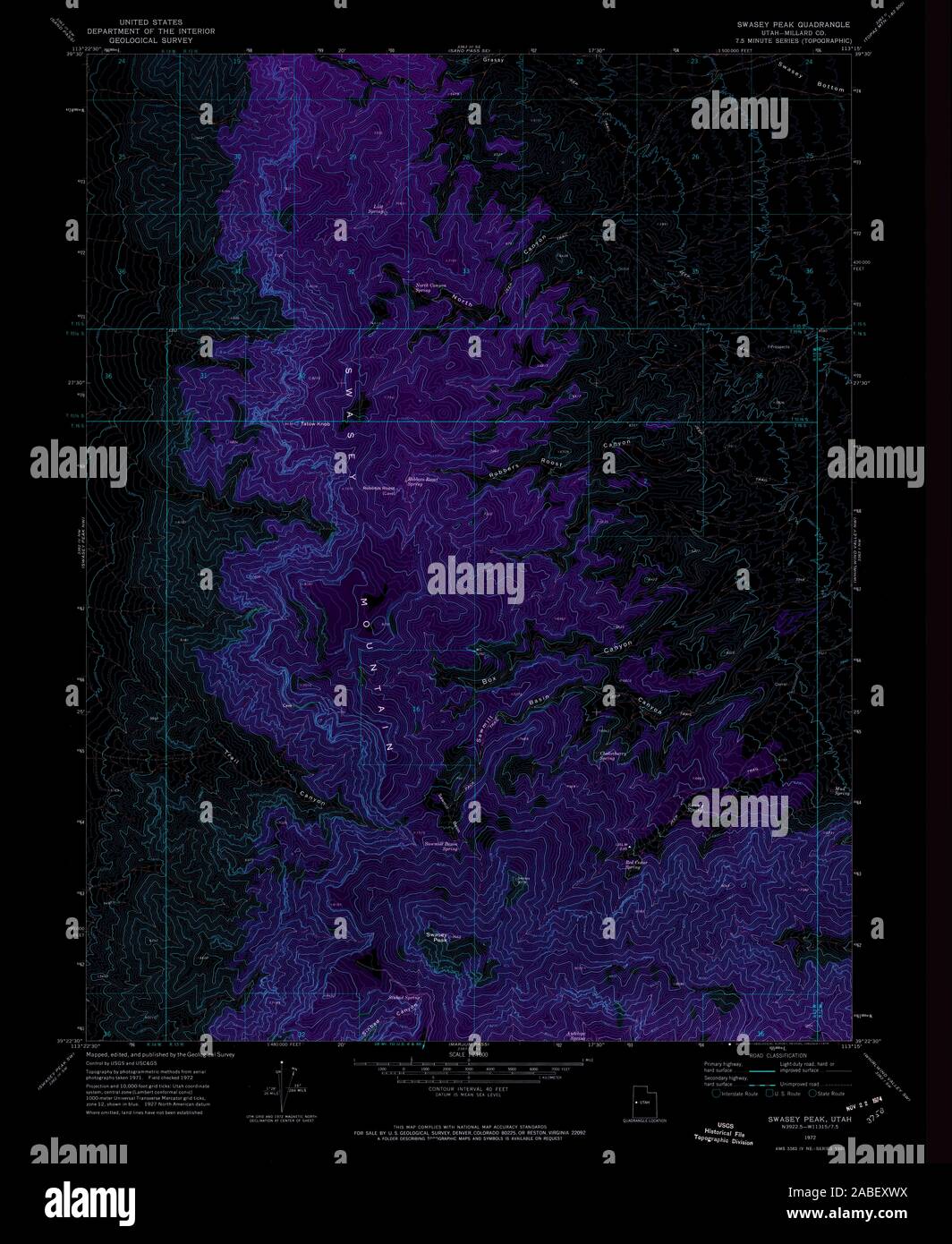 UT Swasey Peak 252219 1972 24000 Inverted Restoration Stock Photo - Alamy