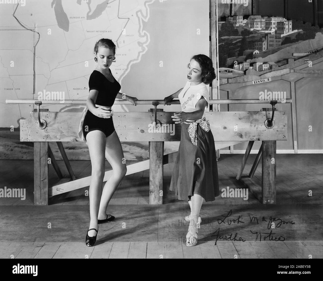 TWO TICKETS TO BROADWAY, from left: Janet Leigh in dance rehearsal with Marge Champion, 1951 ...
