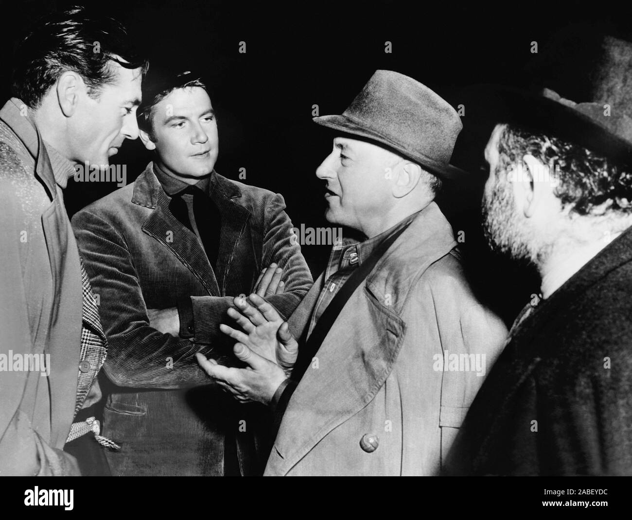 UNION PACIFIC, from left: Gary Cooper visting Joel McCrea, director ...
