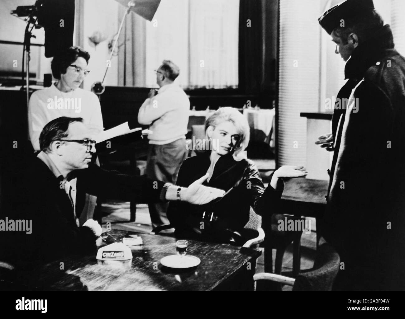 THE VICTORS, front from left: director Carl Foreman, Melina Mercouri ...