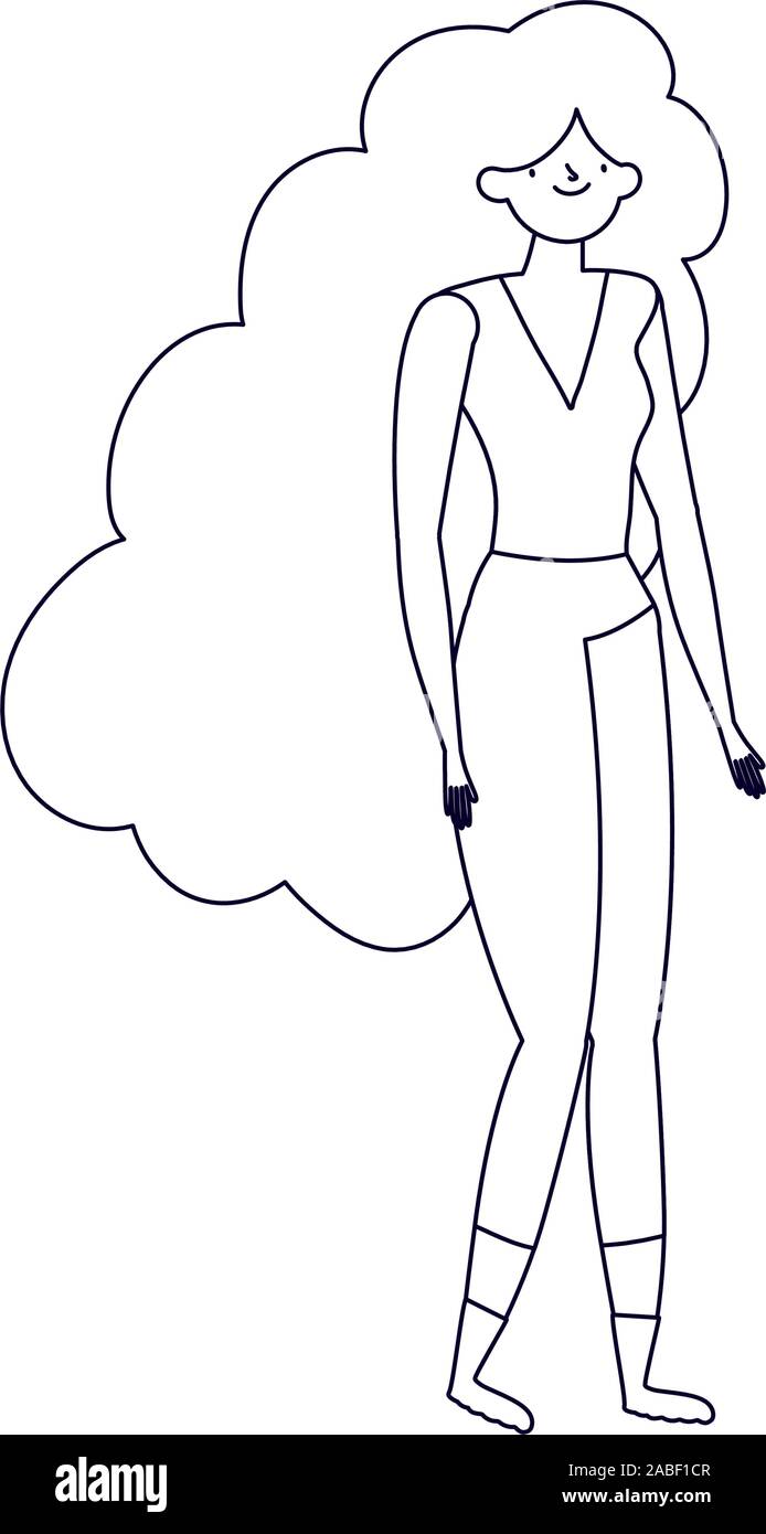 young woman cartoon character standing white background vector ...