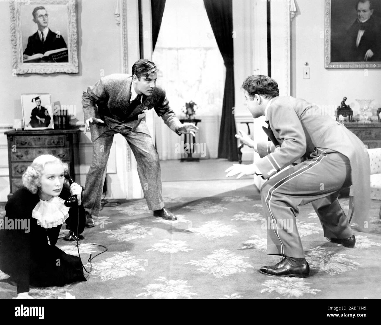 WOMAN CHASES MAN, from left, Miriam Hopkins, Joel McCrea, Broderick ...