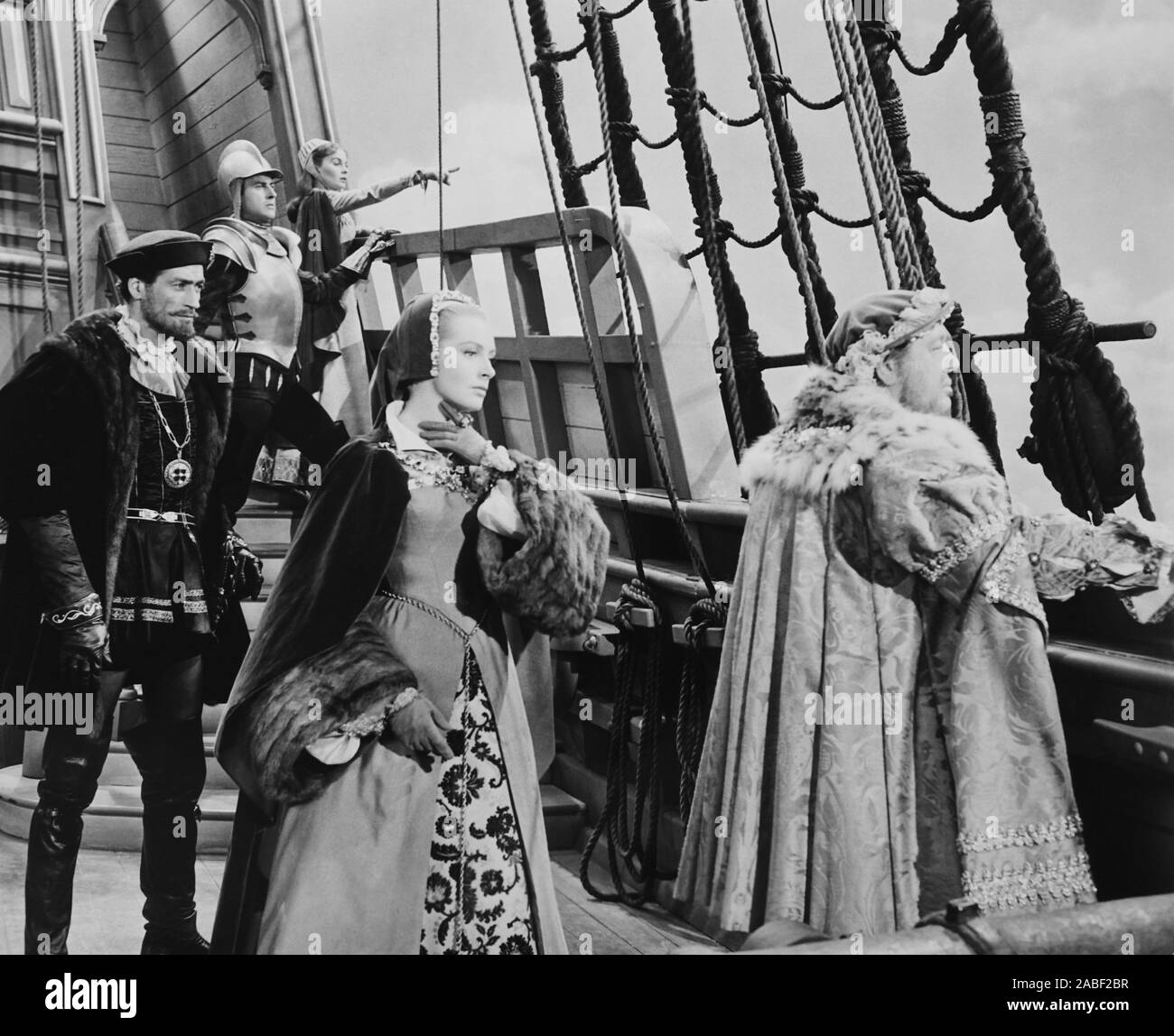 YOUNG BESS, from back left:: Jean Simmons, Stewart Granger, Guy Rolfe ...