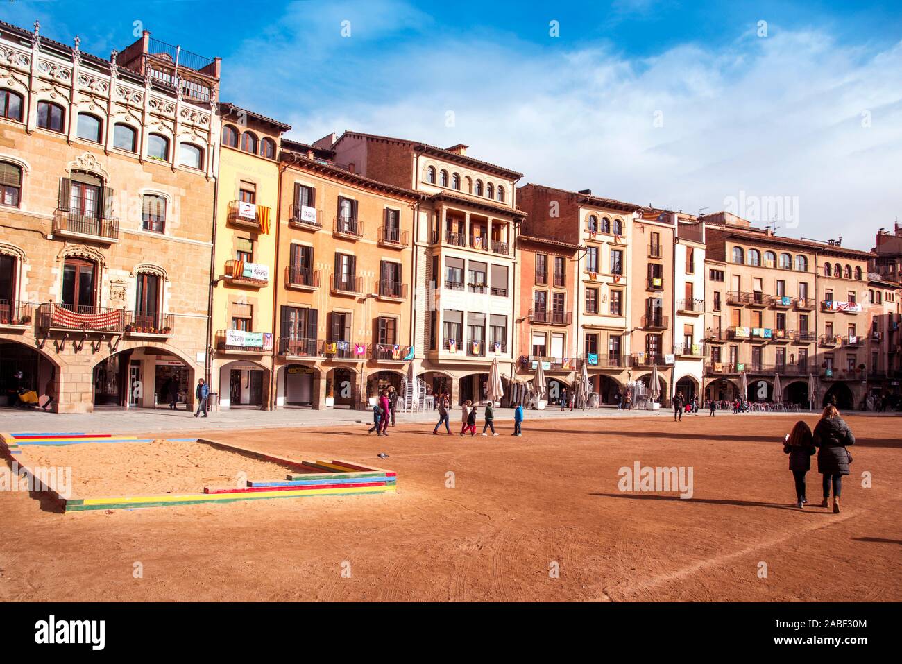 VIC, SPAIN - DECEMBER 29, 2017: A view of the Placa Major square, with ...