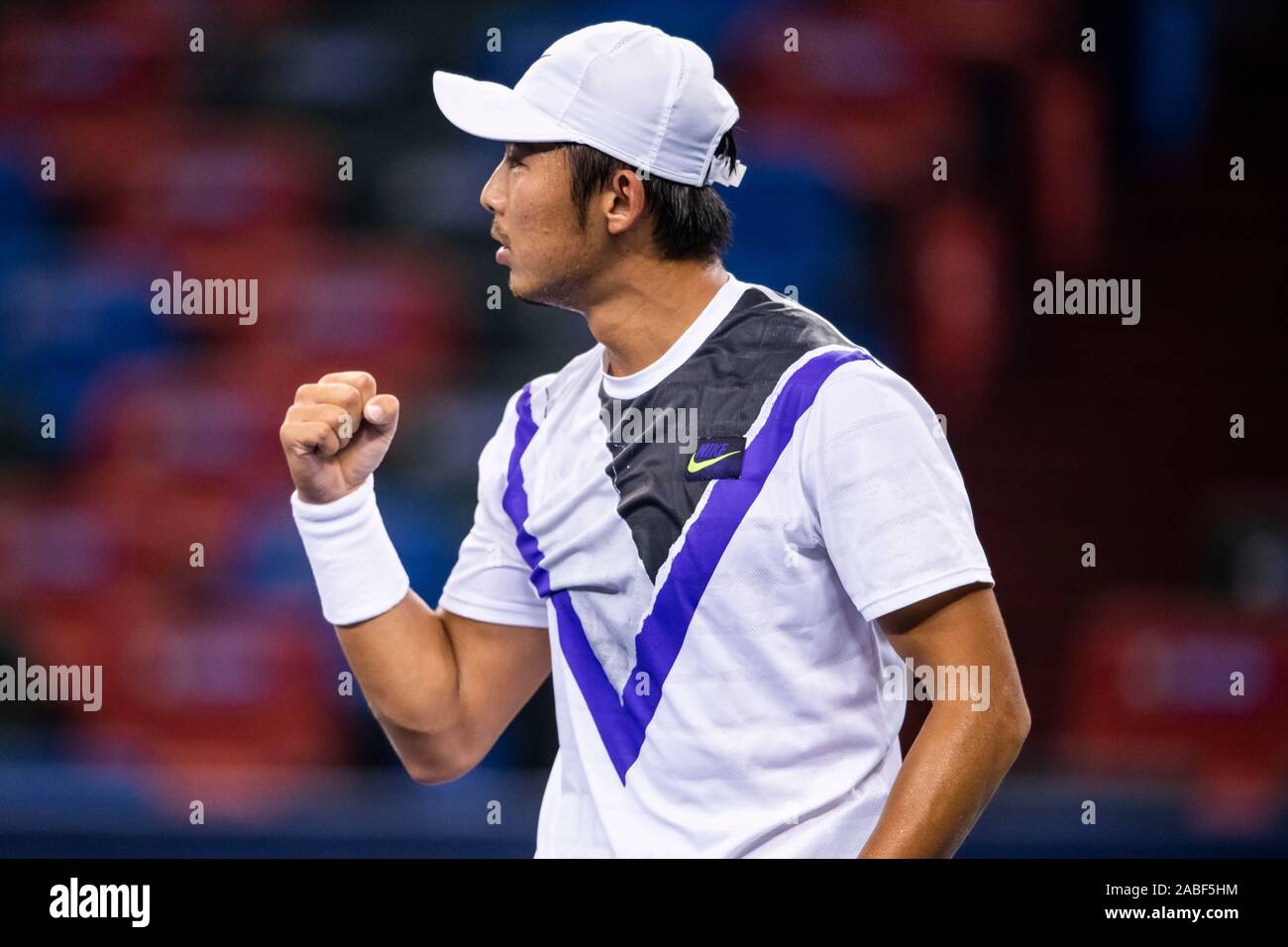 Chinese professional tennis player Zhang Ze competes against Spanish ...
