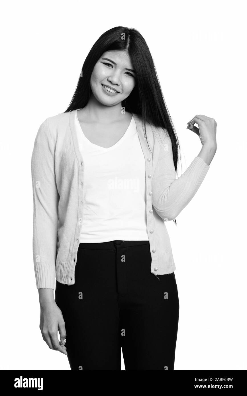 Asian woman smile studio shot Black and White Stock Photos & Images - Alamy