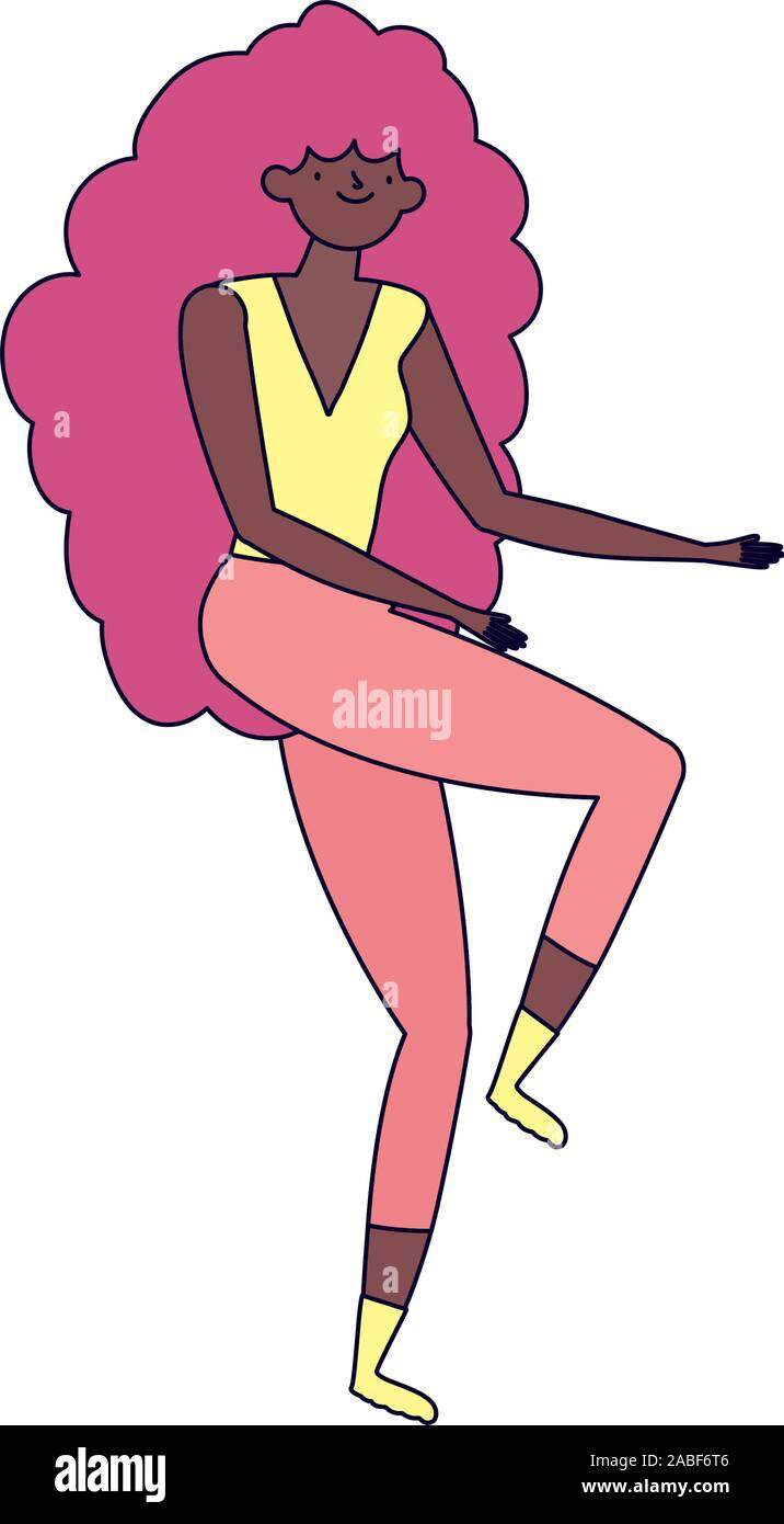 young woman cartoon character standing white background vector ...