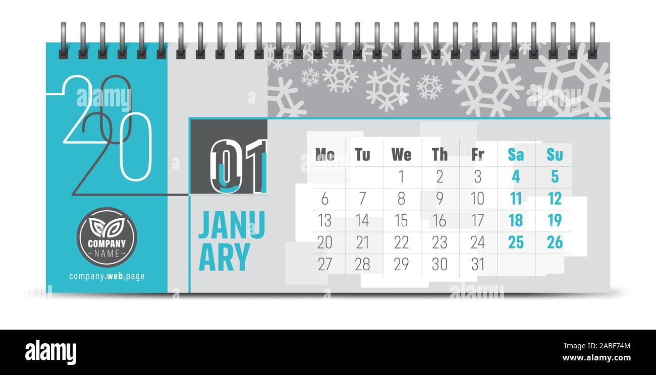Calendar template for 2020 year. Vector and typographic planner diary ...