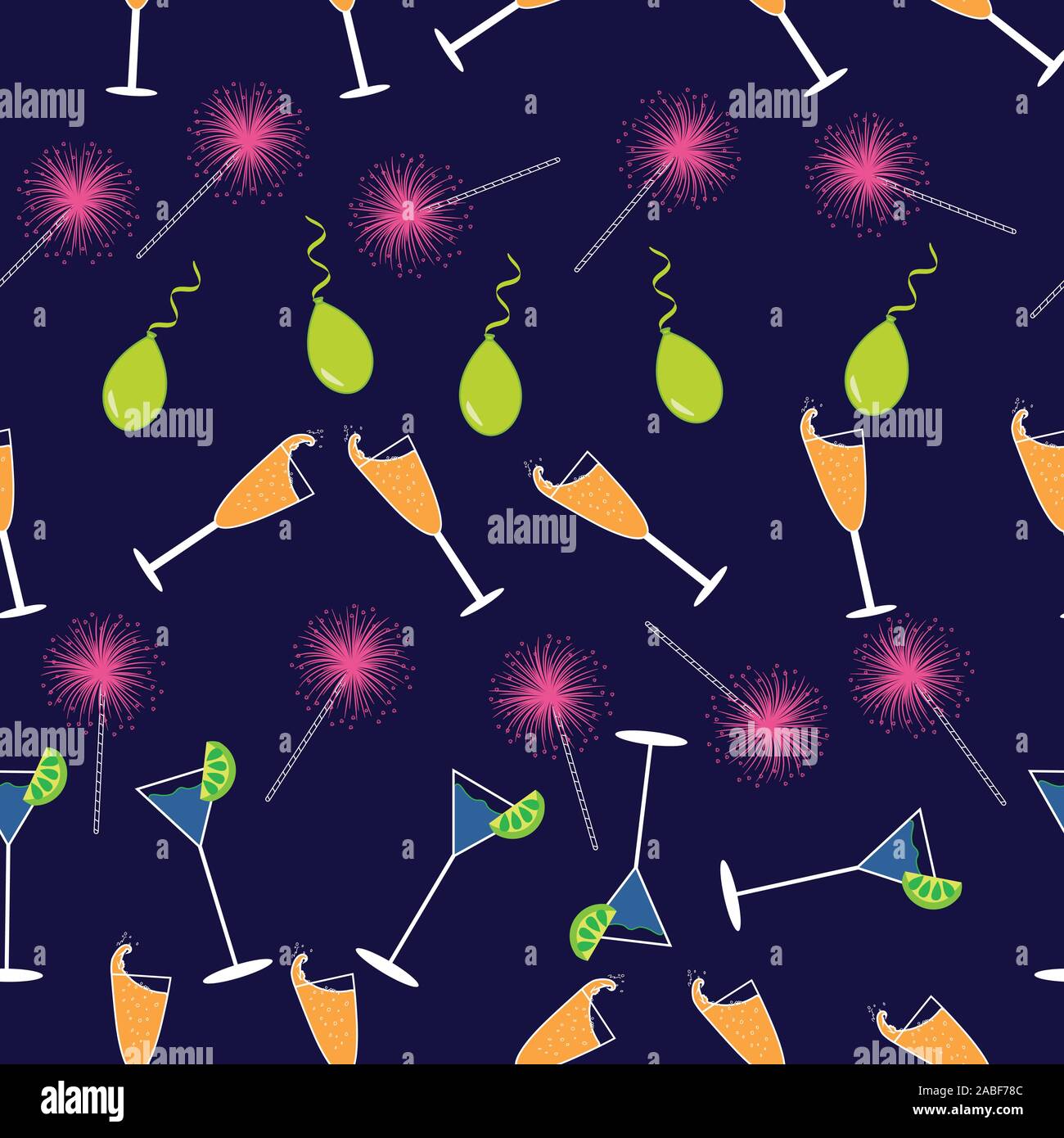 Cute party vector seamless pattern background with colourful drinks ...